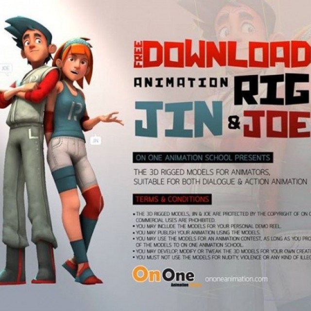 OnOne Animation RIG Jin & Joe - タイ・バンコクの大手CGアニメーションスクールによる高品質なリグモデルが無償公開！