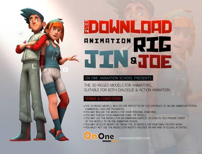OnOne Animation RIG Jin & Joe - タイ・バンコクの大手CGアニメーションスクールによる高品質なリグモデルが無償公開！