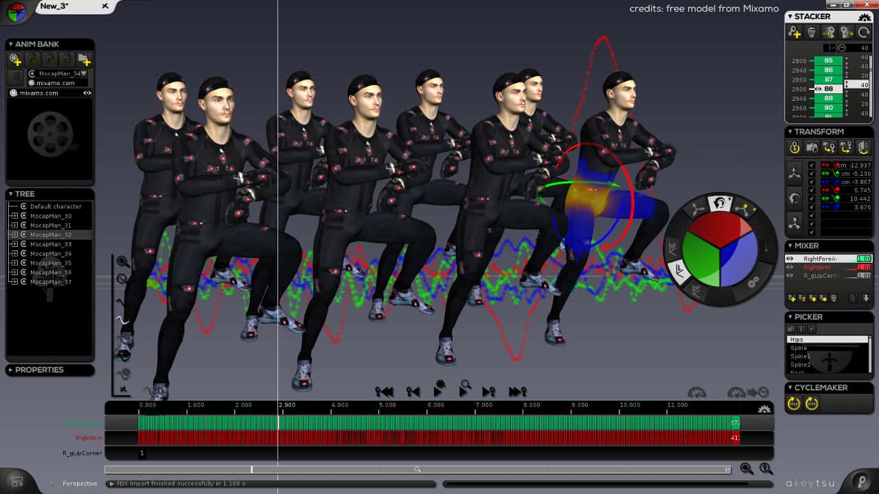 Akeytsu V1 - 遂に正式バージョンに！直感的なワークフローが売りのキャラクターリギング＆モーション作成ソフト！