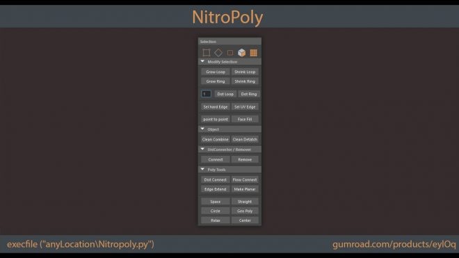 NitroPoly - モデリング作業効率をアップさせるツール群！無料Mayaスクリプト！