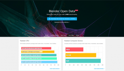 Blender Open Data - Blenderの公式ベンチマークソフトと情報をシェアできるポータルサイトが公開！