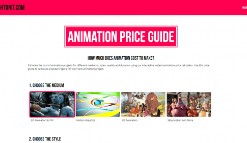 Animation Price Guide - CG・VFX系コンテンツ製作の予算がざっくり見積もれるサイト！