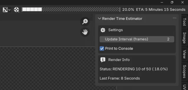Render Time Estimator v2.1.0 - レンダリング完了時間などを自動計算し表示してくれる無料のBlenderアドオン！