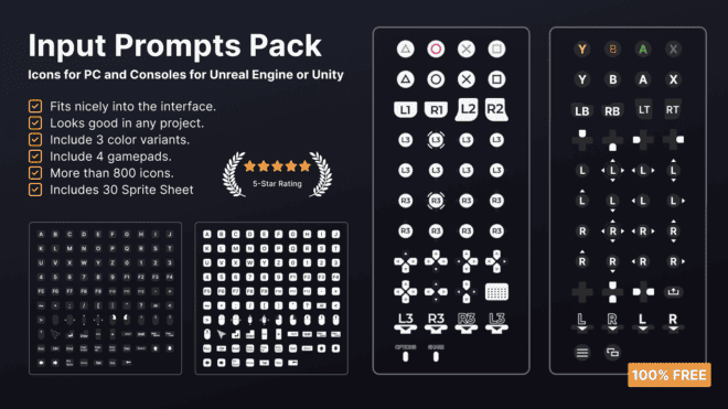FREE Input Prompts Pack - 800 Icons for PC and Consoles for Unreal Engine or Unity - ゲーム開発で重宝する ...