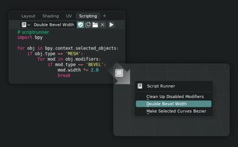 Script Runner for Blender - 開いているスクリプトを瞬時に実行！Pythonスクリプトを繰り返し実行するのに便利なBlenderアドオン！