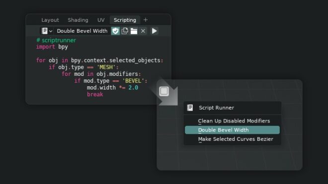 Script Runner for Blender - 開いているスクリプトを瞬時に実行！Pythonスクリプトを繰り返し実行するのに便利なBlenderアドオン！