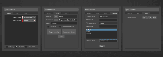 Space Switcher - スペース（空間）切り替え＆一括管理が可能なMaya用の無料スクリプトツール