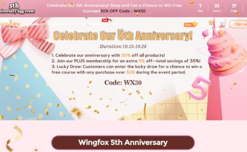 Wingfox 5th Anniversary Egg Event - Wingfox誕生5周年記念でコースの割引イベントが開催中！