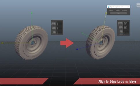 align to edge loop for Maya v1.0 - 選択したエッジループに合わせてピボット修正することが出来るMaya用無料スクリプト！