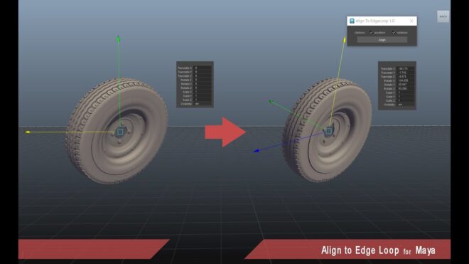 align to edge loop for Maya v1.0 - 選択したエッジループに合わせてピボット修正することが出来るMaya用無料スクリプト！