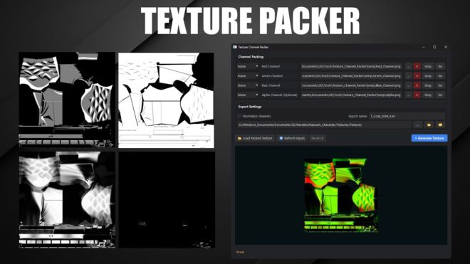 Texture Packer - テクスチャをRGBAチャンネルなどにまとめるための無料のスタンドアロンアプリ！Win！